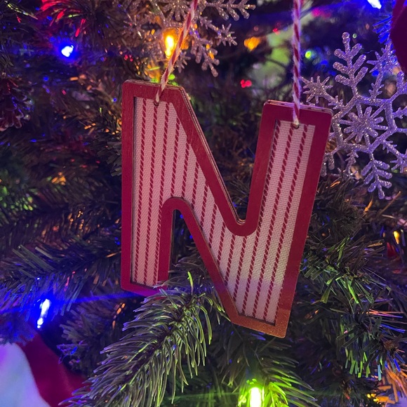 Holiday | Christmas Tree Wood Letter N Red Ornament | Poshmark